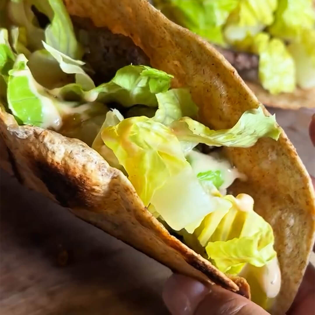 Smash Tacos with Grass-Fed Beef & Spicy Maple Sauce | Nutrafarms Inc.